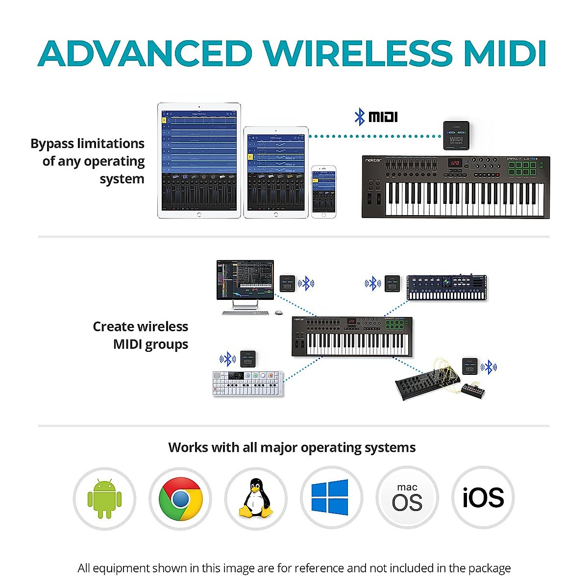 CME WIDI Uhost + USB micro-B OTG cable pack - Bluetooth USB MIDI Interface + USB host for Class Compliant USB MIDI devices via USB micro-B port
