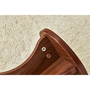 woJKod Rubberwood Toddler and Kids Standing Stool, Round-Walnut Finish