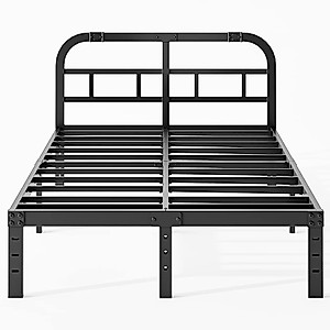 COMASACH King Bed Frame with Headboard, 14 Inch High 3500lbs Heavy Duty Steel Slats Support Metal Bed Platform No Box Spring Needed,Noise-Free,Easy Assembly-Black