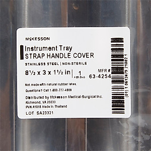 McKesson Surgical Tray - Stainless Steel Instrument Tray, Medical Metal Tray with Cover and Strap Handle, Non-Sterile, Autoclavable, Easy to Clean, 8 1/2 in x 3 in x 1 1/2 in, 1 Count