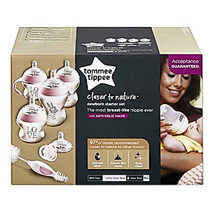 Tommee Tippee Closer to Nature, Newborn Baby Bottle Starter Set – Pink, Girl
