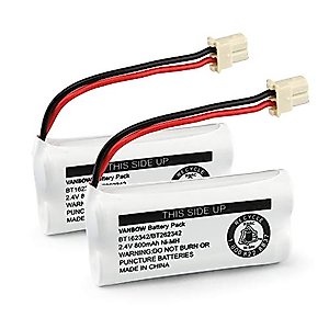BT162342 BT262342 2.4V 800mah Ni-MH Phone Batteries Compatible with BT183342 BT283342 for VTech CS6719 CS6409 CS6419 CS6429 CS80100 AT&T CL81101 EL5210 EL52400 Handset Telephone (Pack 2)