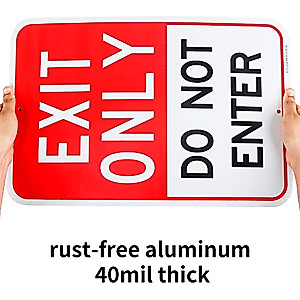 2-Pack Large Exit Only Do Not Enter Sign, 18"x 12" .04" Aluminum Reflective Sign Rust Free Aluminum-UV Protected and Weatherproof