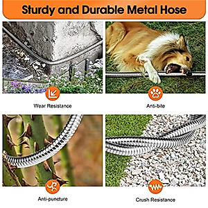 HDKing Garden Hose 50 FT - Flexible Metal Hose with 10 Function Nozzle, Kink Free, Lightweight, Durable, Crush Resistant Fitting, Easy to Coil, Puncture Proof Hose for Yard, Rv, 600 PSI - 2024 Model