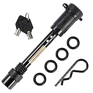 META Hardware Trailer Hitch Locks, 5/8" Dia 4" Long Hitch Lock with Extra Safety Clip & Anti Rattle O-Rings Fits 2", 2-1/2”, 3”, Class III IV V Receivers (1 Pack)