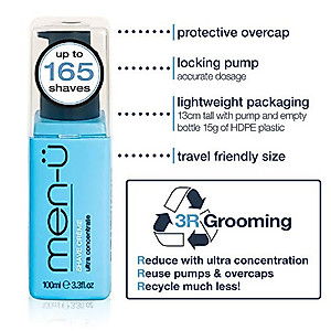 men-ü High-Performance Shaving Cream w/UP TO 165 SHAVES, mens shaving cream with Long Lasting/Ultra-Concentrate Formula with Tea Tree oil/Lubricants & Moisturisers, shaving cream mens 3.3 fl oz.…