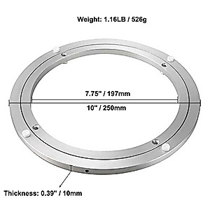 DasMarine Aluminium Lazy Susan Ring,Rotating Bearing Turntable Round Dining Table Swivel Plate,Turntable Hardware for Round Dining Table (10 inch)