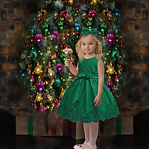 NSSMWTTC Baby Girl Ball Gown Dress Infant Birthday Party Christmas New Year Dresses Toddler Christmas (Green,6M)