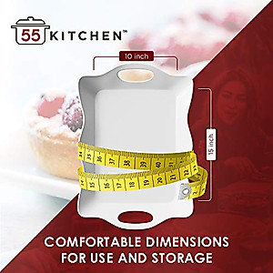 Premium Food Serving Trays (Set of 3) by 55Kitchen Stackable BPA-Free Plastic Tray Set - Dishwasher Safe Plastic Trays For Use At Home, Parties and Events - Acrylic Tray Set