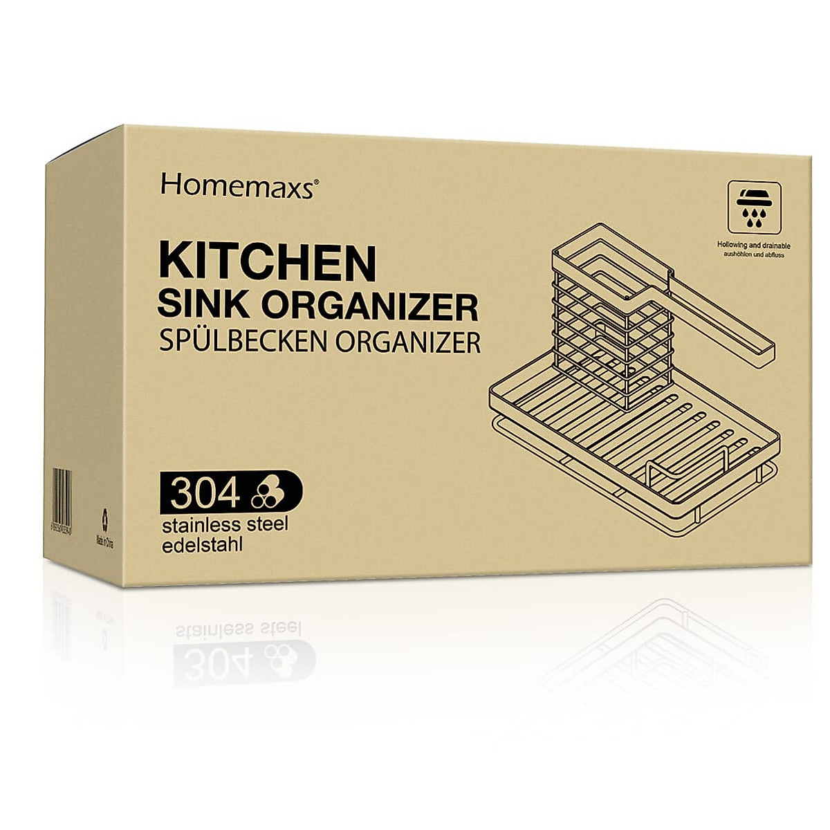 Kitchen Sink Caddy Sponge Holder: Rust Proof Kitchen Sink Organizer for Dish Rag Soap Brush - Sponge Holder with Drain Tray for Counter