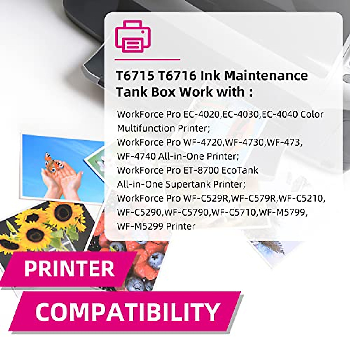 IN INTACTECH T6715 T6716 Maintenance Box Replacement for T671500 Ink Maintenance Box Work for Workforce Pro WF-4740 WF-4730 WF-3820 WF-4830 WF-4720 EC-4020 WF-4734 EC-4030 WF-C5210 WF-C5290 WF-C5710