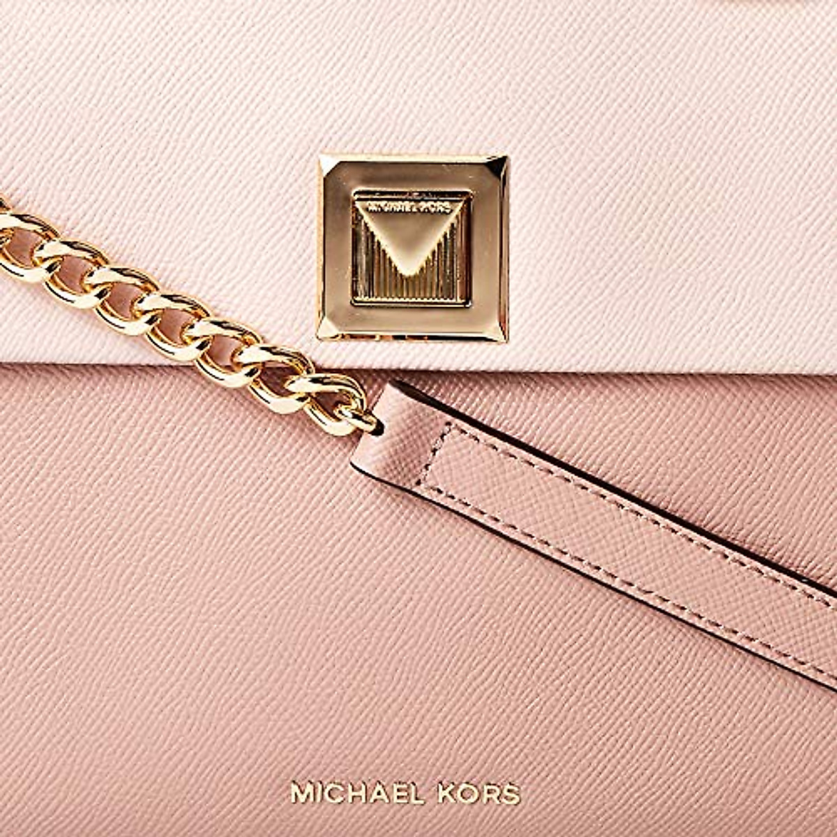 Michael Kors Sylvia Tri-Color Satchel Bag, Soft Pink/Light Cream/Fawn