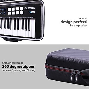LTGEM Controller Case for Alesis V-Mini - 25-Key USB MIDI Keyboard Controller, Hard Storage Travel Protective Carrying Bag