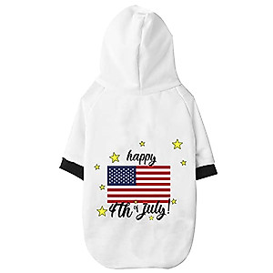 Impoosy Dog 4th of July Hoodies Pet Funny Cotton Hoodies Cat Cute American Flag Costume Puppy Star Clothes (L)
