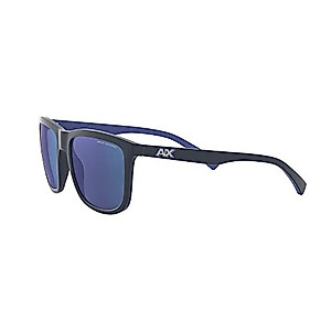A|X ARMANI EXCHANGE Men's AX4093S Square Sunglasses, Matte Blue/Blue Mirrored/Blue, 56 mm