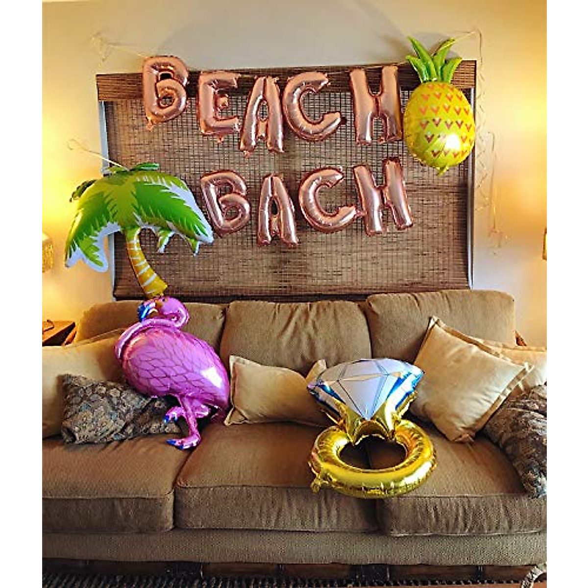 JeVenis Set of 5 Beach Bach Balloons Flamingo Bridal Shower Decor Beach Bachelorette Party Decorations Kit Bachelorette Party Balloons Beach Bachelorette Decor