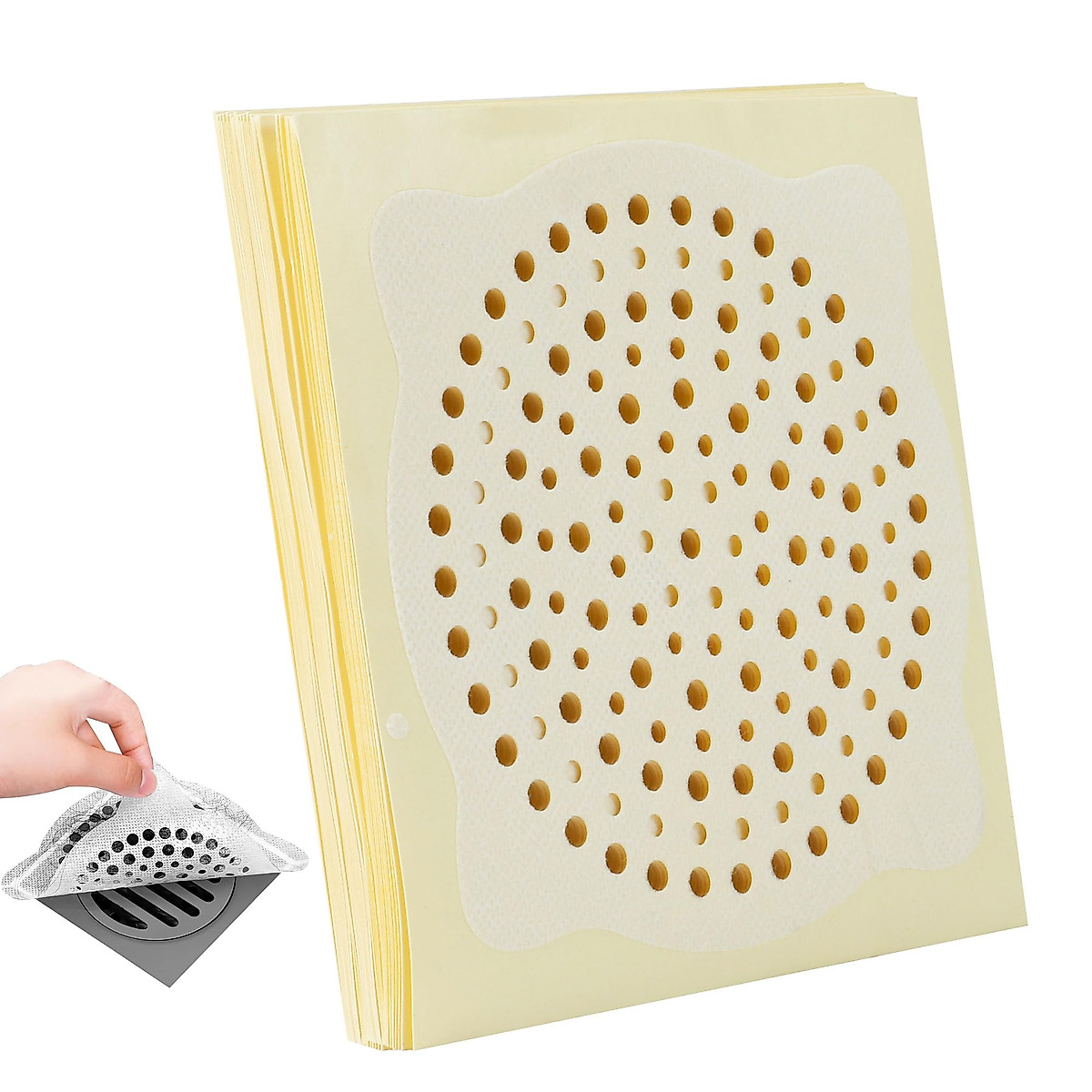 40 PCS Disposable Shower Drain Hair Catcher Mesh Stickers, Disposable Square Hair Drain Catcher, Floor Drain Covers Sticker for Bathroom, Laundry, Bathtub, Kitchen, Sink