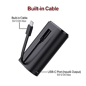 iWALK Portable Charger 9000mAh Ultra-Compact Power Bank with Built-in Cable, Small External Battery Pack Compatible with iPhone 14/14 Plus/14 Pro Max/13/13 Mini/13 Pro Max/12 Pro/11/XR/XS/X/8/7/6