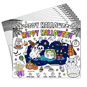 45 pcs Halloween Coloring Placemats Halloween Crafts for Kids Ghost Disposable Placemats Coloring Activity Halloween Party Favors Supplies Decorations School Party