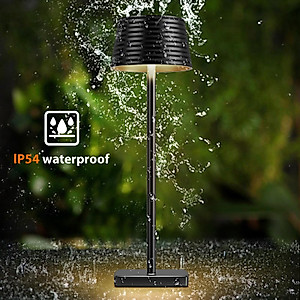 YIBEN Rechargeable Cordless Table Lamp, Battery 5000mAh Metal Aluminum Housing USB LED Portable Powered Desk Lamp, 3 Levels Brightness Night Light for Restaurants Bars Outdoor (Black)