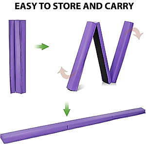 Oteymart 9FT Folding Balance Beam Extra Firm Foam Floor Gymnastic Beam Anti-Slip Base Equipment for Home Training, Kids, Adults