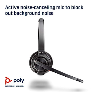 Plantronics - Savi 8220 Office Wireless DECT Headset (Poly) - Dual Ear (Stereo) - Compatible to connect to PC/Mac or to Cell Phone via Bluetooth - Works with Teams (Certified), Zoom