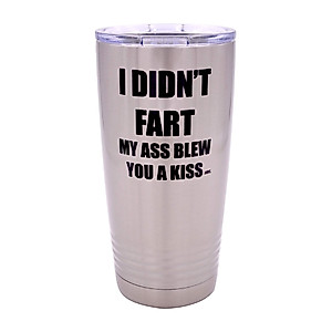 Rogue River Tactical Funny Blew You a Kiss Large 20 Ounce Travel Tumbler Mug Cup w/Lid Vacuum Insulated Hot or Cold Sarcastic Work