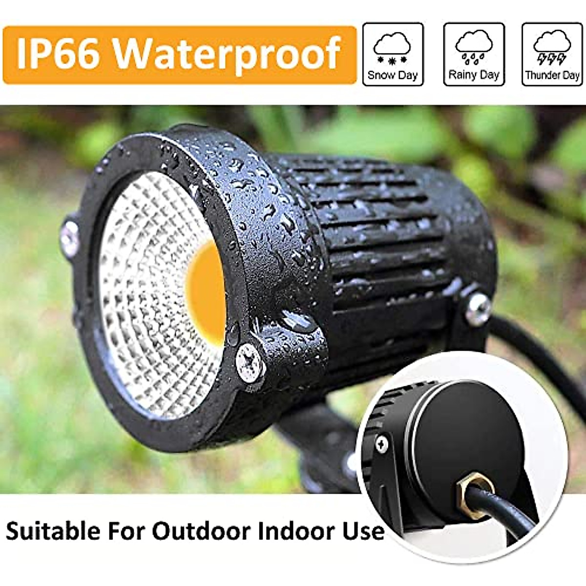 ZUCKEO Low Voltage Landscape Lights LED Landscape Lighting, 5W 12V Garden Pathway Lights Waterproof Warm White Walls Trees Flags Outdoor Landscape Spotlights with Stakes (8 Pack)