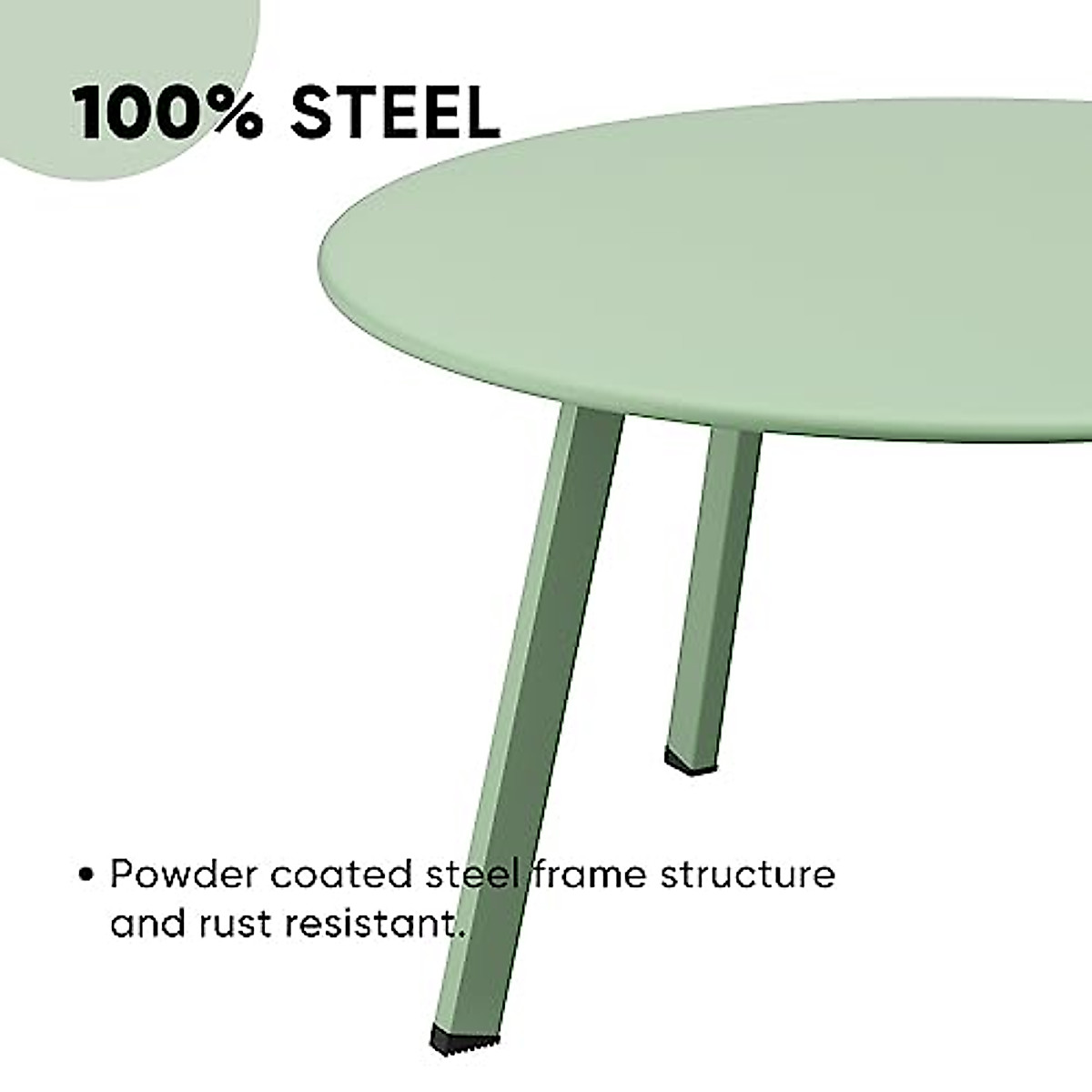 Nalupatio Patio Round Outdoor Coffee Table Side Table Round end Table Weather Resistant Steel Large/Normal Round End Table Outdoor Side Table for Balcony, Porch, Deck, Poolside Yard Garden