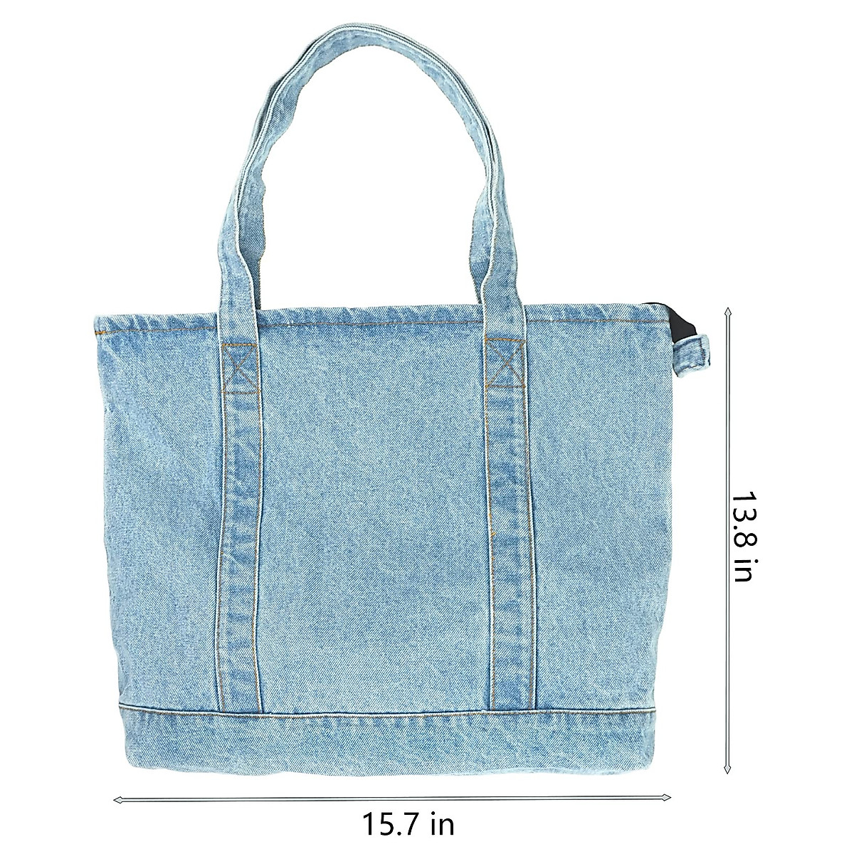 YunZh Denim Tote Bag Casual Style Lightweight Classic Retro Travel Shopper Shoulder Handbag