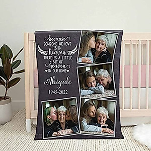 Artsadd Custom in Loving Memory of Blanket for Loss of Loved One with Picture, Customized Memorial Blanket and Throws Personalized for Mother Father Dog Pet Lost Sympathy Gifts 40x50