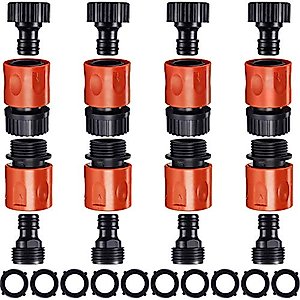 16 Pieces Garden Hose Quick Connector 3/4 Inch Plastic Water Hose Fittings Male and Female Connectors Hose End Adapters with 10 Pieces Rubber Gaskets
