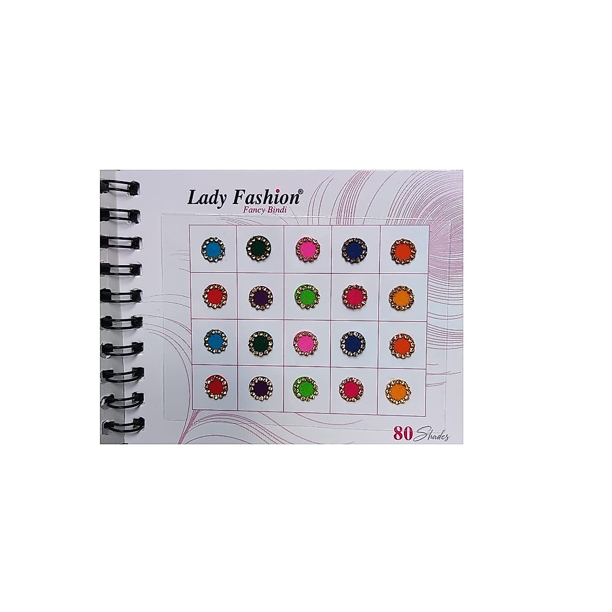 ATCUSA Lady Fashion Premium Spiral Book Round Multicolored Bindi with Crystals - Temporary Tattoo/Body Art/Jewel - Various Sizes 8mm - 80 Bindis