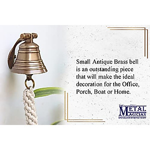 The Metal Magician 2" Antique Brass Bell Quality Marine Wall Mounted Ship Hanging Bell Perfect for Dinner, Indoor, Outdoor, School, Bar, Reception, Last Order & Church