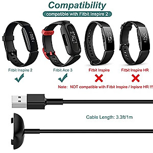 Kissmart Charger for Fitbit Inspire 2 / Fitbit Ace 3, Replacement USB Charging Cable Cord for Fitbit Inspire 2, Ace 3 Fitness Tracker [3.3ft/1m]