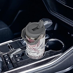 ZJCDPBR 30 Oz Tumbler with Foldable Handle And Flip Straw,Fresh Flowers Vacuum Insulated Travel Coffee Tumblers,Stainless Steel Leak-Proof Water Bottle,Fits in Cup Holder,Keep Cold 24H & Hot 12H