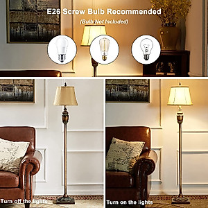 Fullarge Farmhouse Floor Lamps for Living Room, Tall Standing Floor Lamp Heavy Duty Resin,Traditional Pole Lamp for Bedrooms Living Room