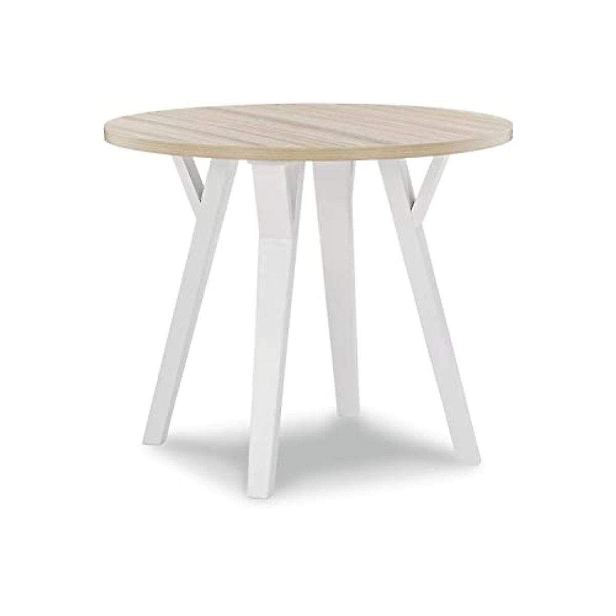 Signature Design by Ashley Grannen Modern Round Dining Room Table, White & Natural Wood