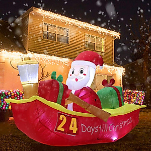 M MINGLE Christmas Inflatables Santa Claus, 7 FT Santa Inflatables Outdoor Decorations Countdown to Christmas, Blow up Yard Decorations Built-in LED Lights for Holiday Lawn Garden