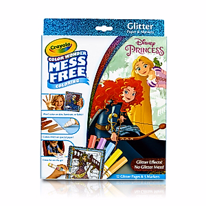 Crayola 75-2445 Color Wonder Disney Princess Glitter Coloring Pages & Markers Set Art Gift for Kids & Toddlers 3 & Up