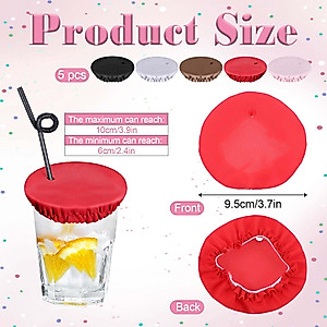 LLOUSSAK 5Pcs Drink Covers for Alcohol Protection, Elastic Fabric Cup Covers with Straw Hole, Reusable Drink Protector Covers Fit Most Cup, Stop Drinks Spiking/Beverage Safety Cover