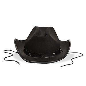 Zodaca Black Cowboy Hat for Men with Silver Star Studs (One Size)