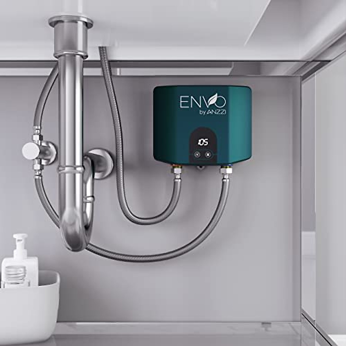 ANZZI Envo Anzzi Electric Tankless Water Heater 3.5 KW at 120 Volts Instant Hot Water Small Enough to Install Anywhere - For for any bathroom sink or kitchen sink | WH-AZ035-M1