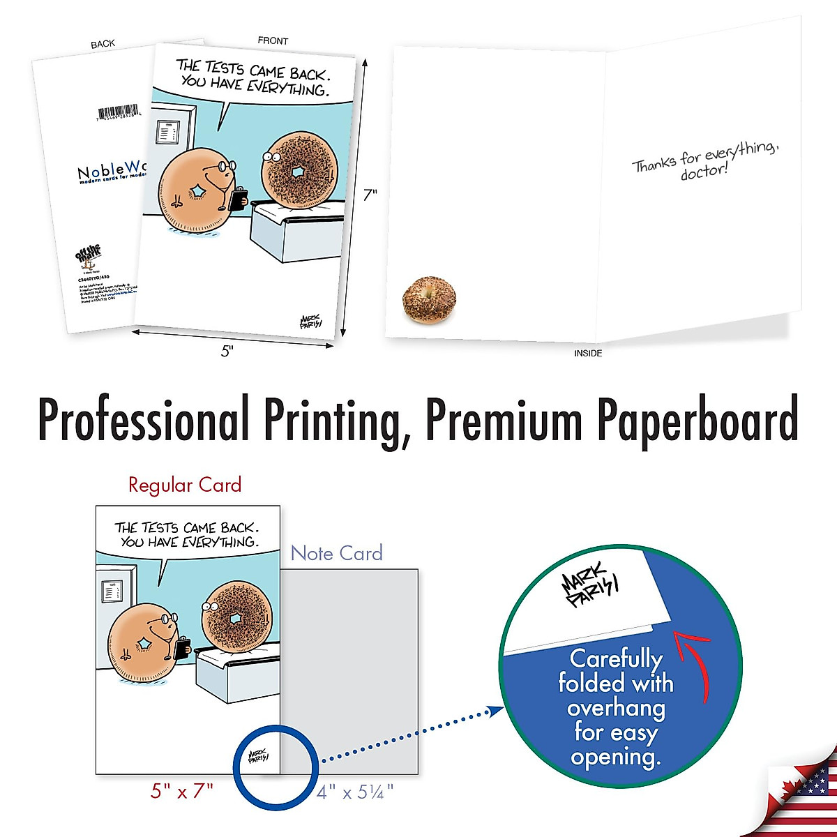 NobleWorks Humorous Thank You Dr, Physician, Dr. Paper Card (Doctor) with 5 x 7 Inch Envelope (1 Card) Everything Bagel C2440TYG