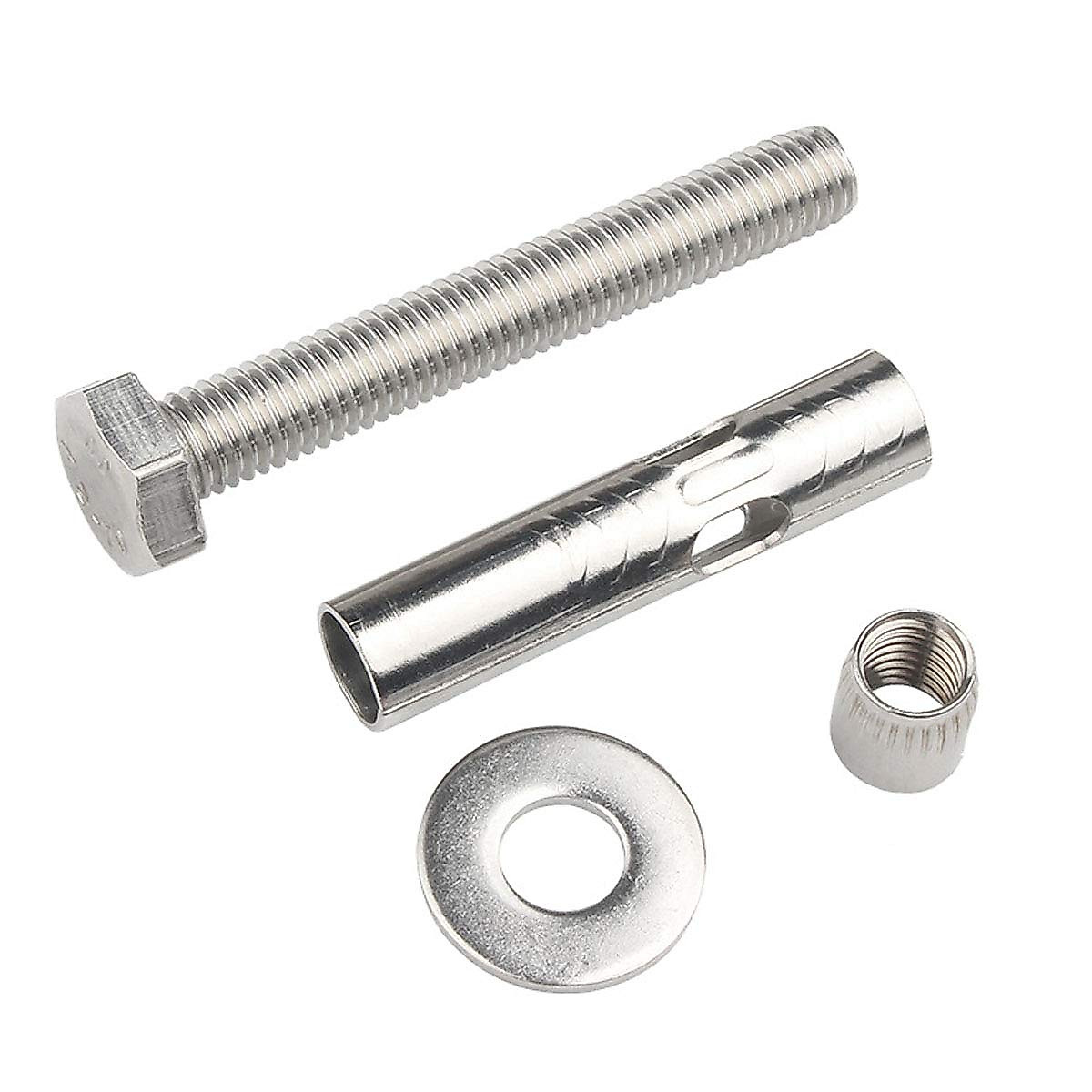 L-A Repair Part External Hex Expansion Bolt 304 Stainless Steel Expansion Bolts M8x80mm Silver (Pack of 3）