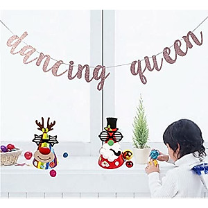 Swdthnh Dancing Queen Banner - Yas Kween Bunting Sign - Lady Club Decor - Women Empowerment - Birthday Bachelorette Bridal Shower Engagement Party Decors, Rose Gold Glitter