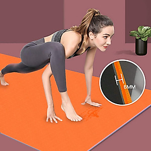 Hatha Yoga Large TPE Yoga Mat - 72"x 32" x 1/4 inch -Eco Friendly SGS Certified -Non Slip Bolster with Carrying Bag for Home Gym, Pilates & Floor Outdoor Exercises (Orange/Grey)