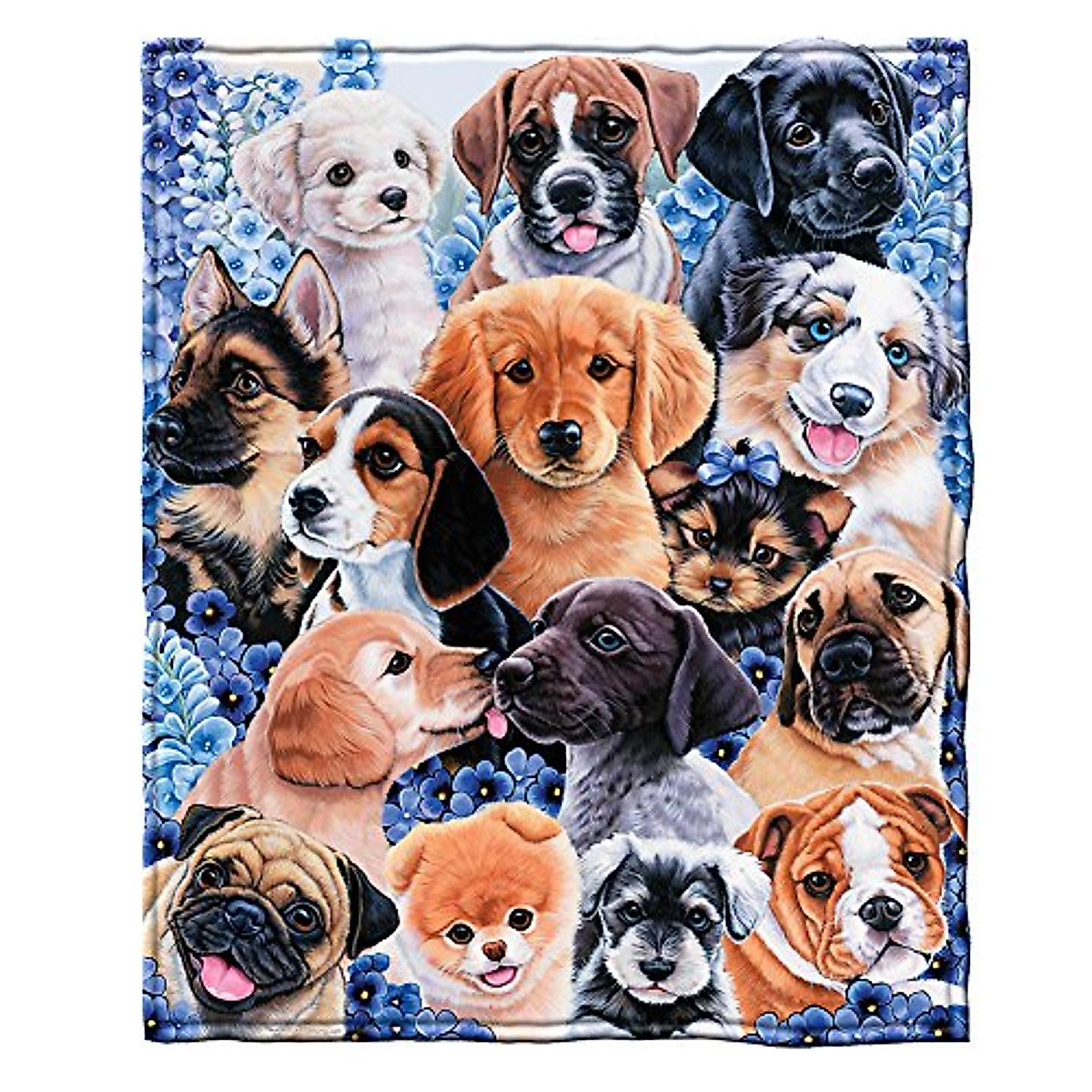 Dogs Selfie Super Soft Plush Fleece Throw Blanket & Puppy Collage Super Soft 50" x 60" Plush Fleece Throw Blanket by Jenny Newland
