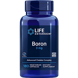 Life Extension Boron 3mg 180 Veg Caps - Triple Boron Complex with Boron Citrate, Glycinate, Aspartate - 3 mg Capsules - Enhanced with Vitamin B2