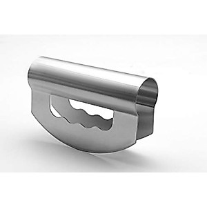 Latauar Mezzaluna Chopper - Double Bladed Salad Chopper with Blade Covers - Stainless Steel Mincing Knife -Rocker Knife - Premium Salad Chopper Knife for Home and Restaurant. Dishwasher Safe.